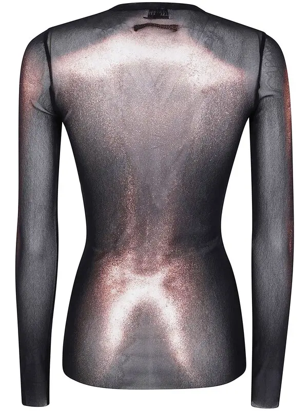 JEAN PAUL GAULTIER Mesh Printed Long Sleeve T-shirt - Black