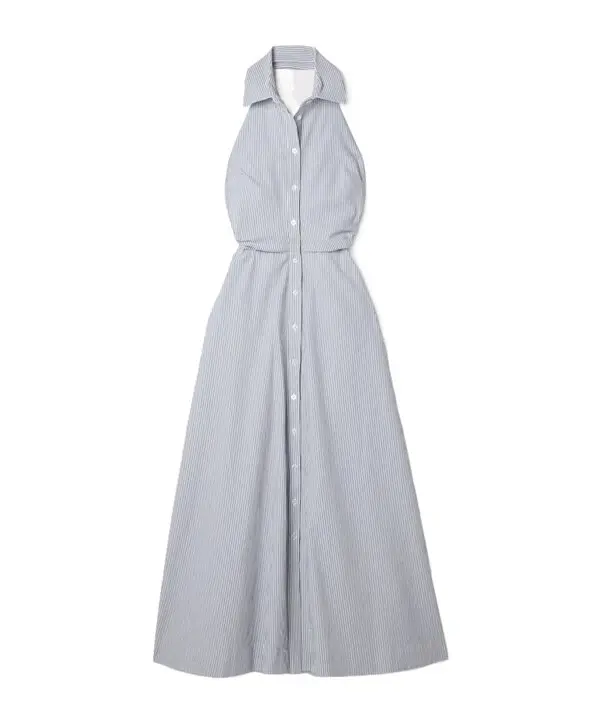Veronica Beard Mackey Striped Halterneck Dress
