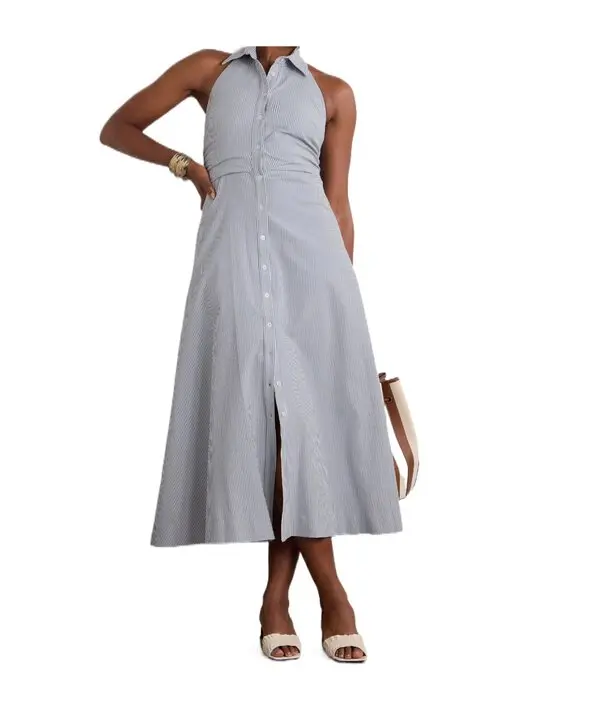 Veronica Beard Mackey Striped Halterneck Dress