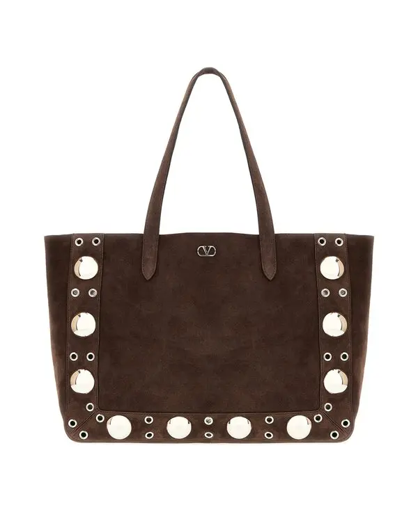 Valentino Garavani Nellcôte Eyelet Detailed Tote Bag - Black