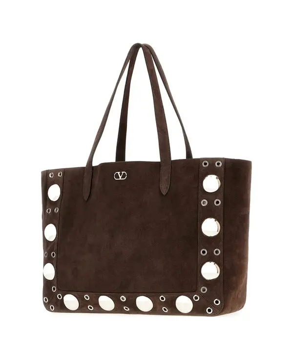 Valentino Garavani Eyelet Detailed Tote Bag - Black