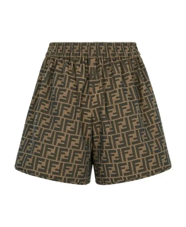 Fendi Ff Jacquard Elasticated Waistband Shorts - Brown