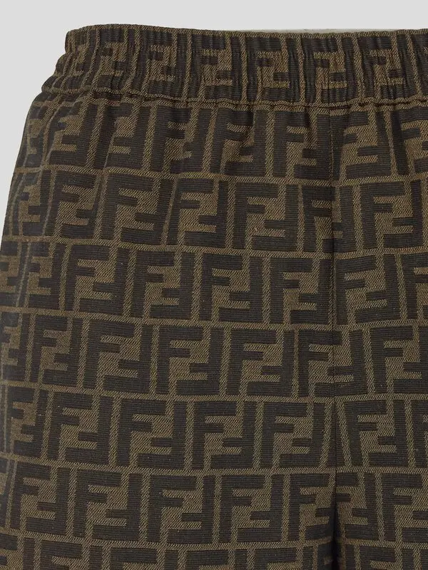 Fendi Ff Jacquard Elasticated Waistband Shorts - Brown