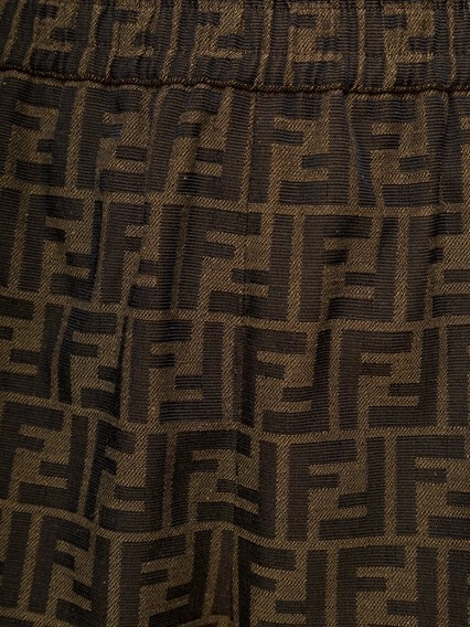 Fendi Ff Jacquard Elasticated Waistband Shorts - Brown