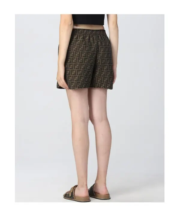 Fendi Ff Jacquard Elasticated Waistband Shorts - Brown