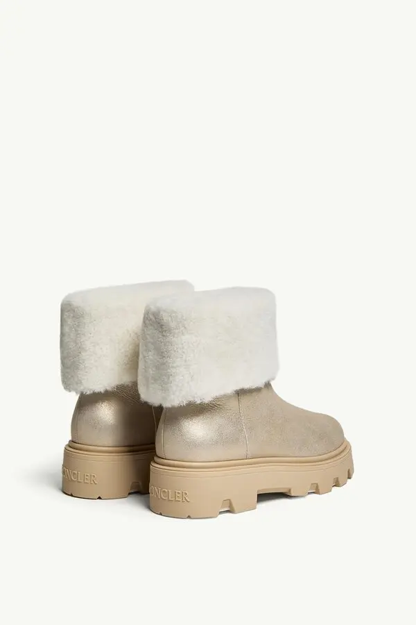 Moncler Aurea Shearling Cuff Boots - Silver