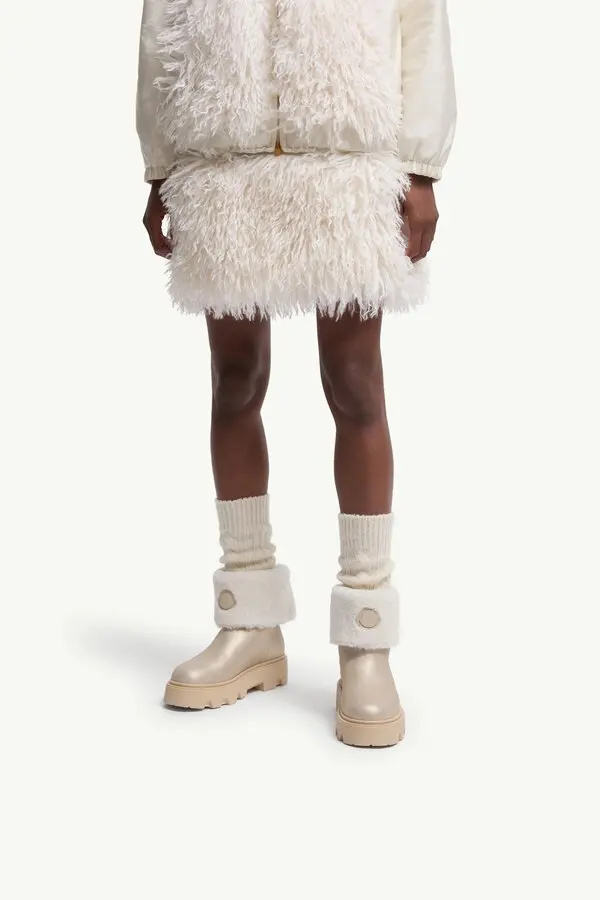 Moncler Aurea Shearling Cuff Boots - Silver