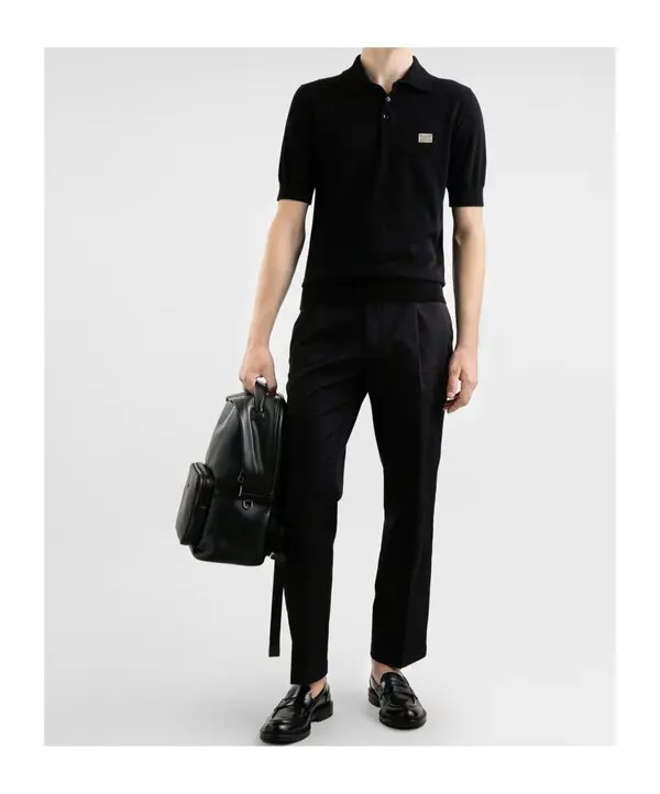 Dolce & Gabbana Logo Tag Pleated Trousers - Black