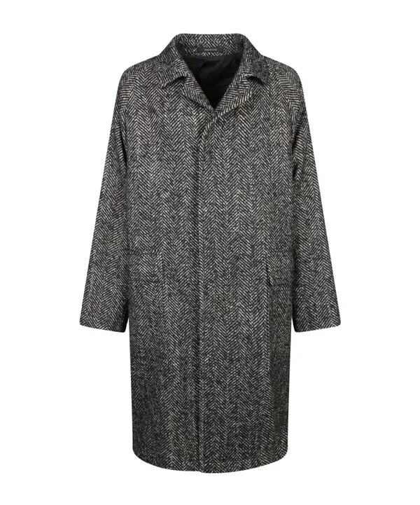 Tagliatore Herringbone Long-sleeved Coat - Black