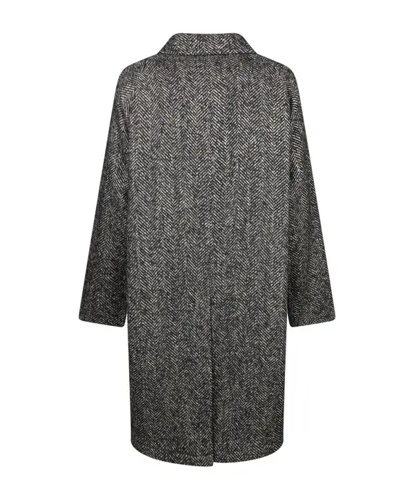 Tagliatore Herringbone Long-sleeved Coat - Black