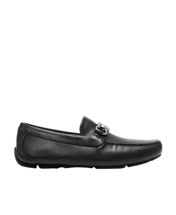 FERRAGAMO Gancini Horsebit Detail Loafers - Black