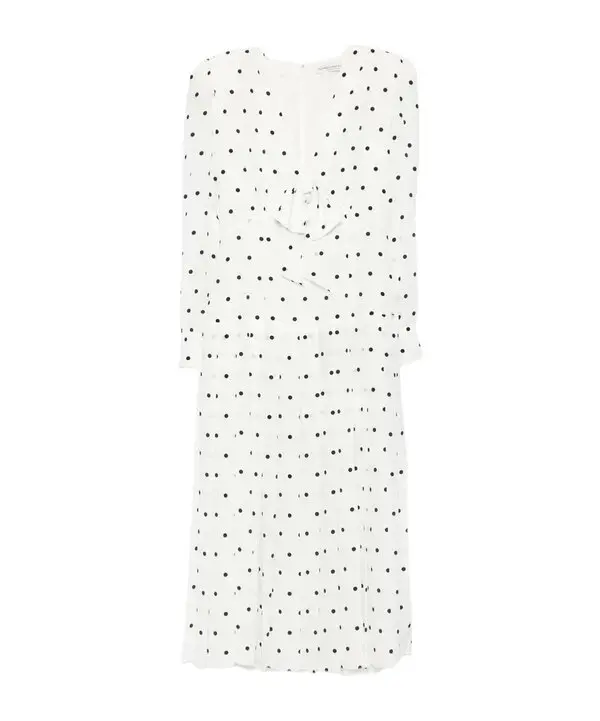 Alessandra Rich Polka-dot Midi Dress - White