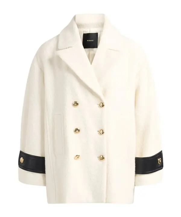 Pinko Double Breasted Peacoat - White