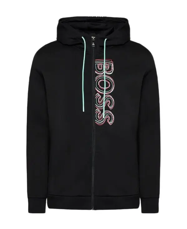 Hugo Boss Logo Embroidered Zip-up Hooded Coat