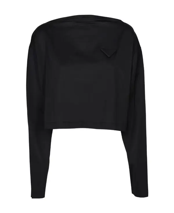 Prada Cropped Lace-up T-shirt