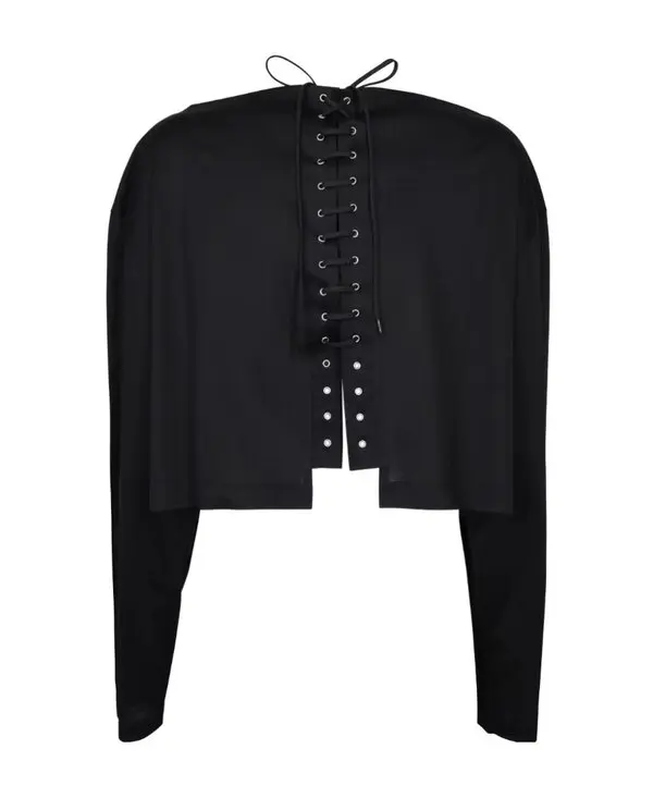 Prada Cropped Lace-up T-shirt