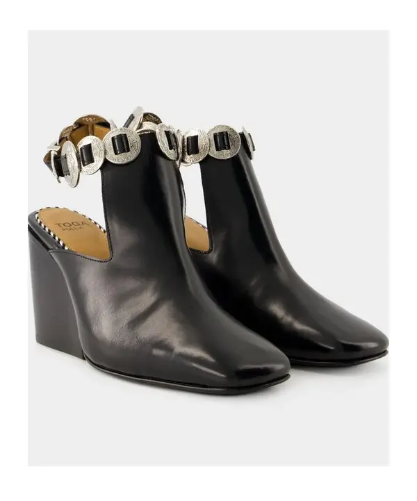 Toga Embellished Slingback Boots - Black