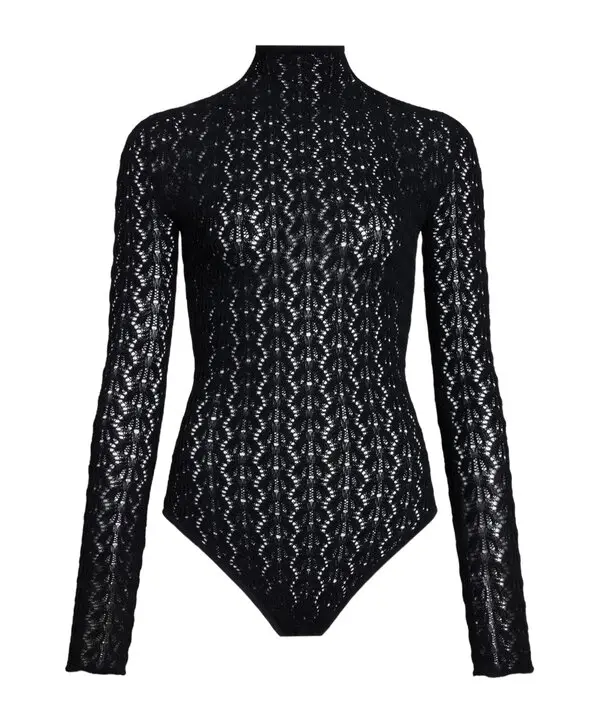 Alaïa High Neck Stretch Lace Bodysuit