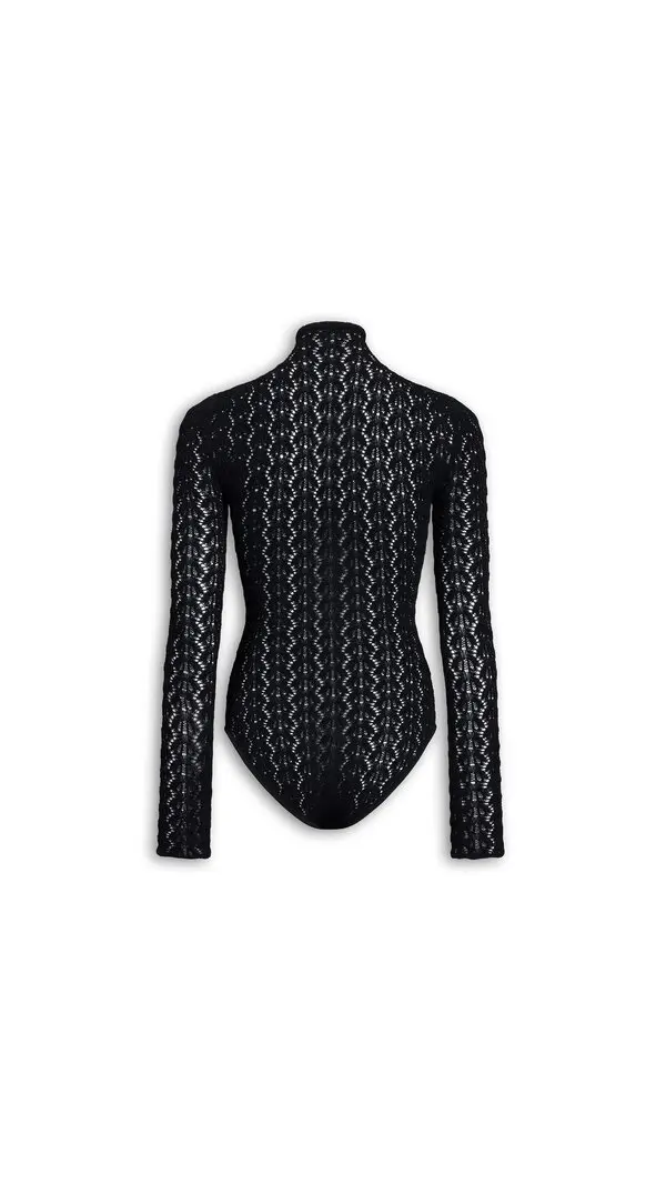 Alaïa High Neck Stretch Lace Bodysuit