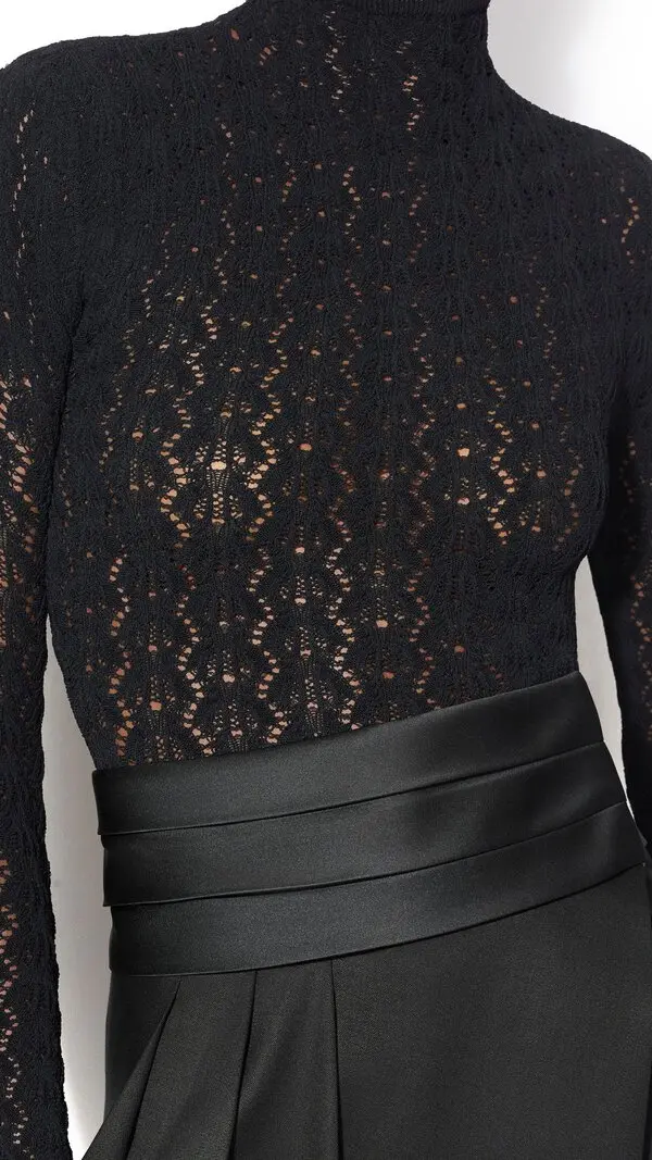 Alaïa High Neck Stretch Lace Bodysuit