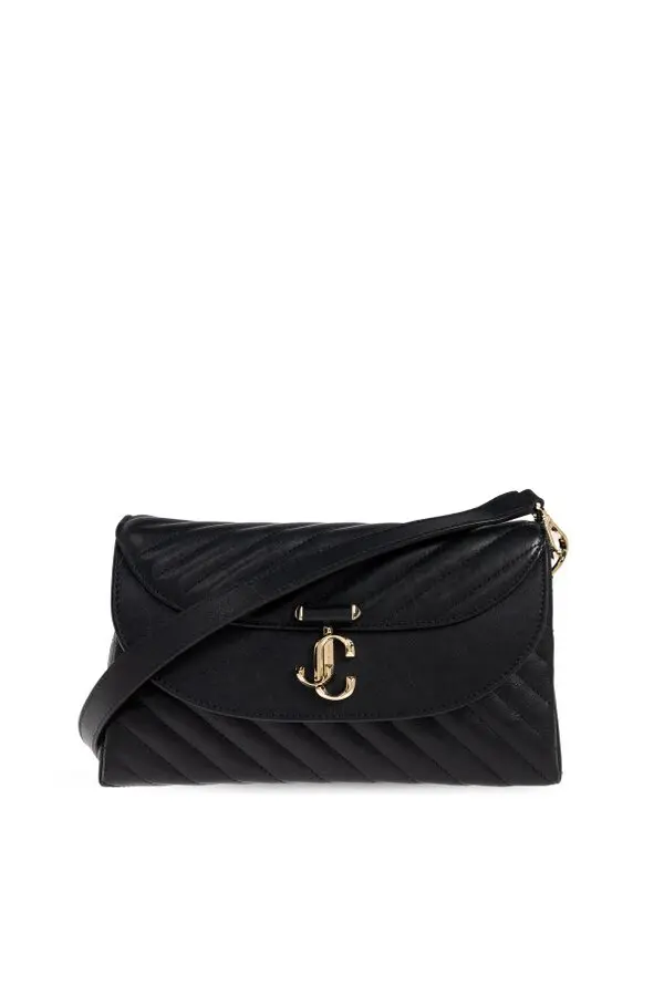 JIMMY CHOO Quilted Top Handle Bag With Logo Embellishment - Black