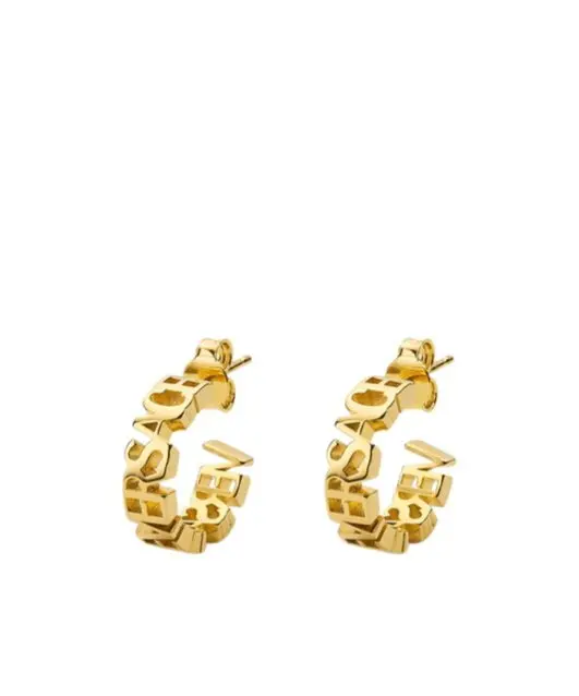 Versace Logo Lettering Hoop Earrings - Golden