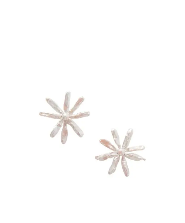 Simone Rocha Silver-tone Pearl Flower Earrings - White