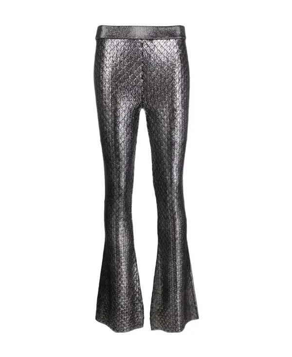 Rabanne All-over Monogram Flared Trousers - Black