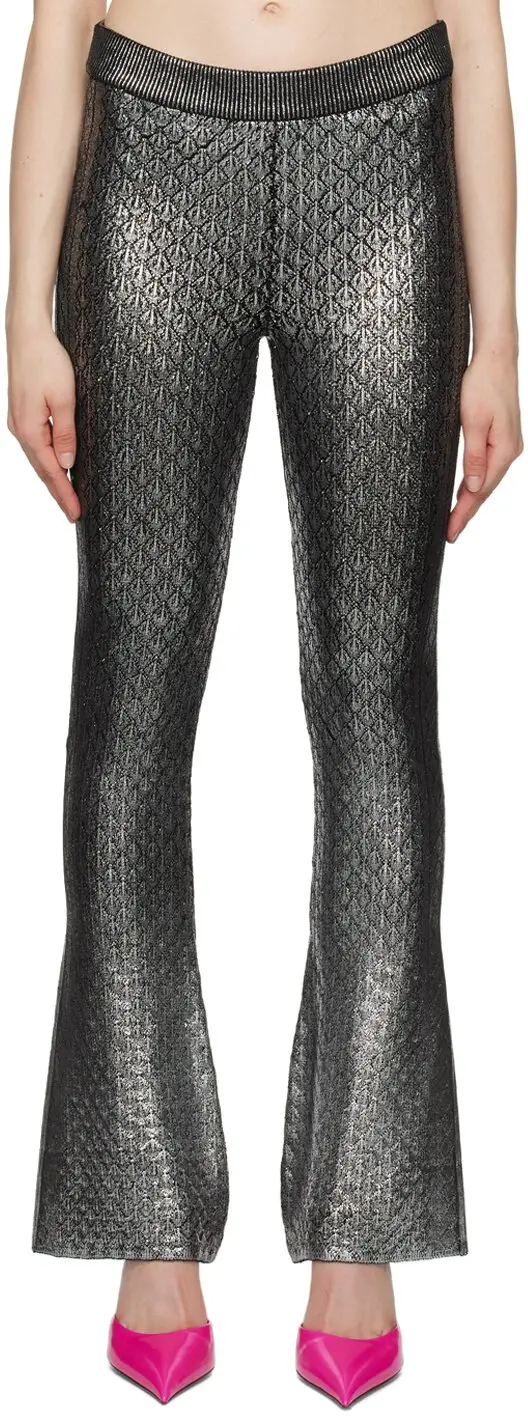 Rabanne All-over Monogram Flared Trousers - Black