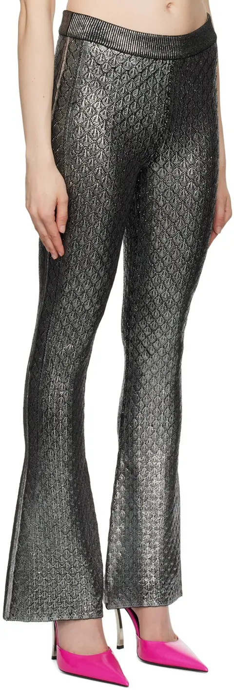 Rabanne All-over Monogram Flared Trousers - Black