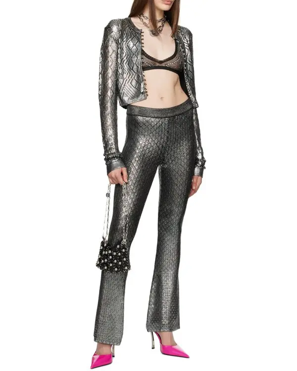 Rabanne All-over Monogram Flared Trousers - Black