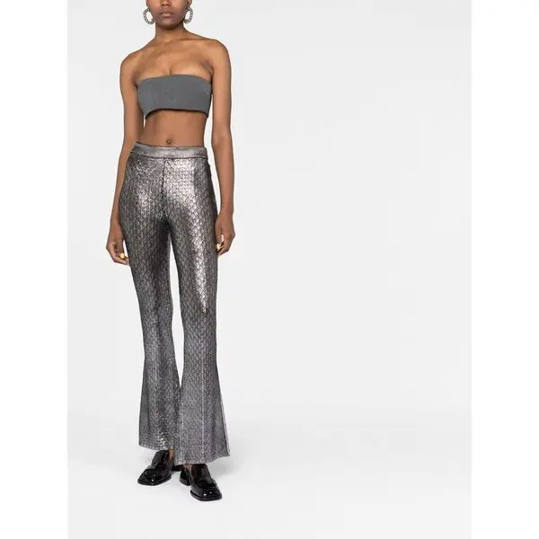 Rabanne All-over Monogram Flared Trousers - Black