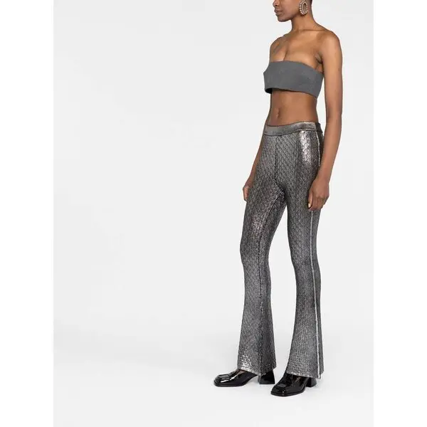 Rabanne All-over Monogram Flared Trousers - Black