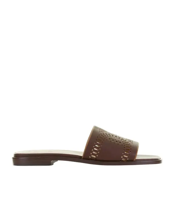 TOD'S Laser-cut Open-toe Flat Sandals - Brown
