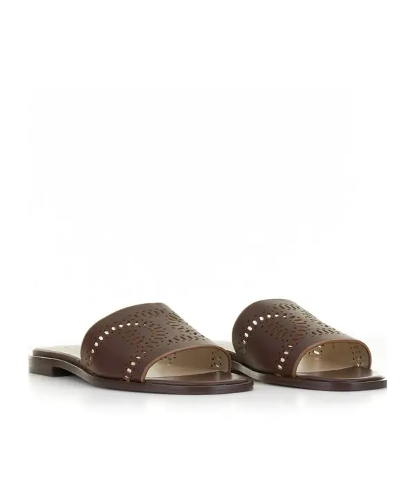 TOD'S Laser-cut Open-toe Flat Sandals - Brown