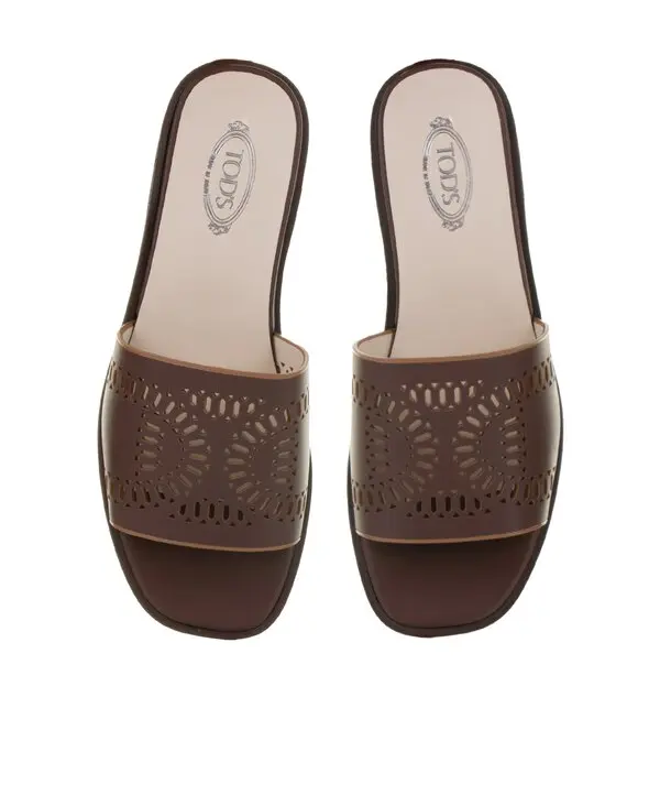 TOD'S Laser-cut Open-toe Flat Sandals - Brown