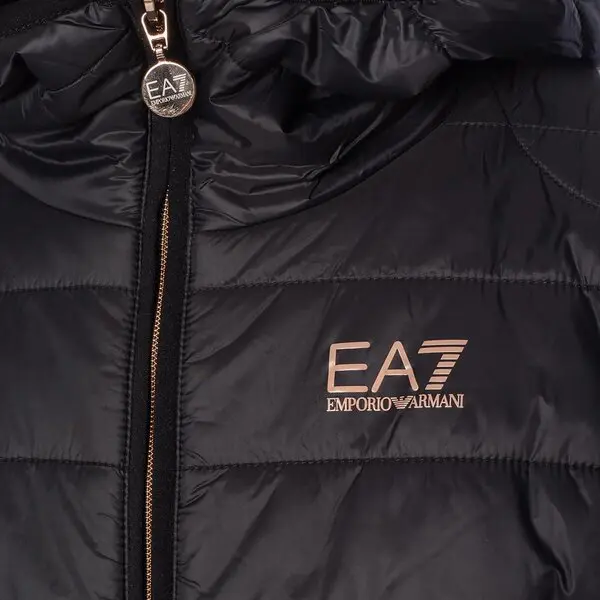EA7 Quilted Hooded Jacket With Graphic Print