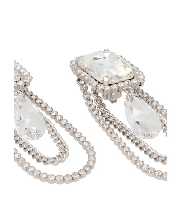 Alessandra Rich Crystal Embellished Drop Chain Earrings