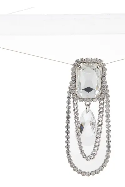 Alessandra Rich Crystal Embellished Drop Chain Earrings