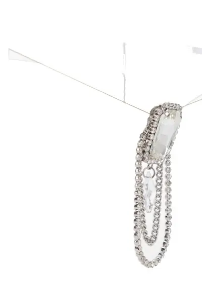 Alessandra Rich Crystal Embellished Drop Chain Earrings