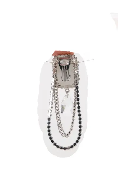 Alessandra Rich Crystal Embellished Drop Chain Earrings