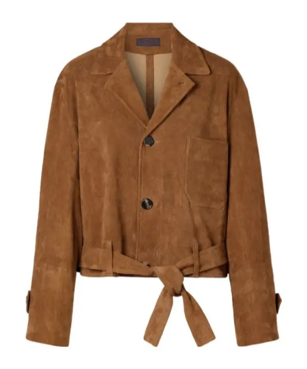 Stouls Belted Cropped Suede Jacket - Brown