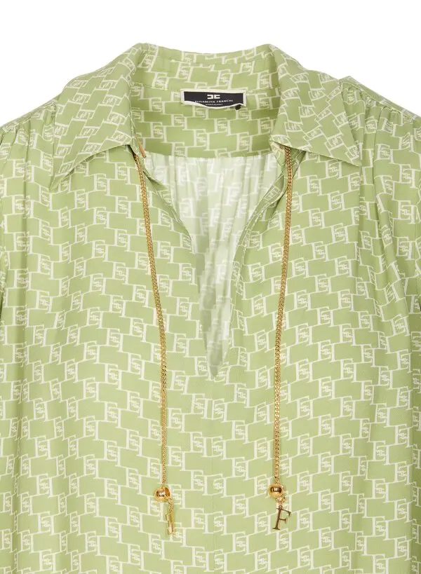 Elisabetta Franchi Allover Logo Printed Chain-link Blouse