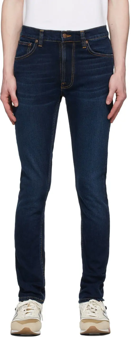 Nudie Jeans Slim Fit Dark Wash Denim Jeans - Black