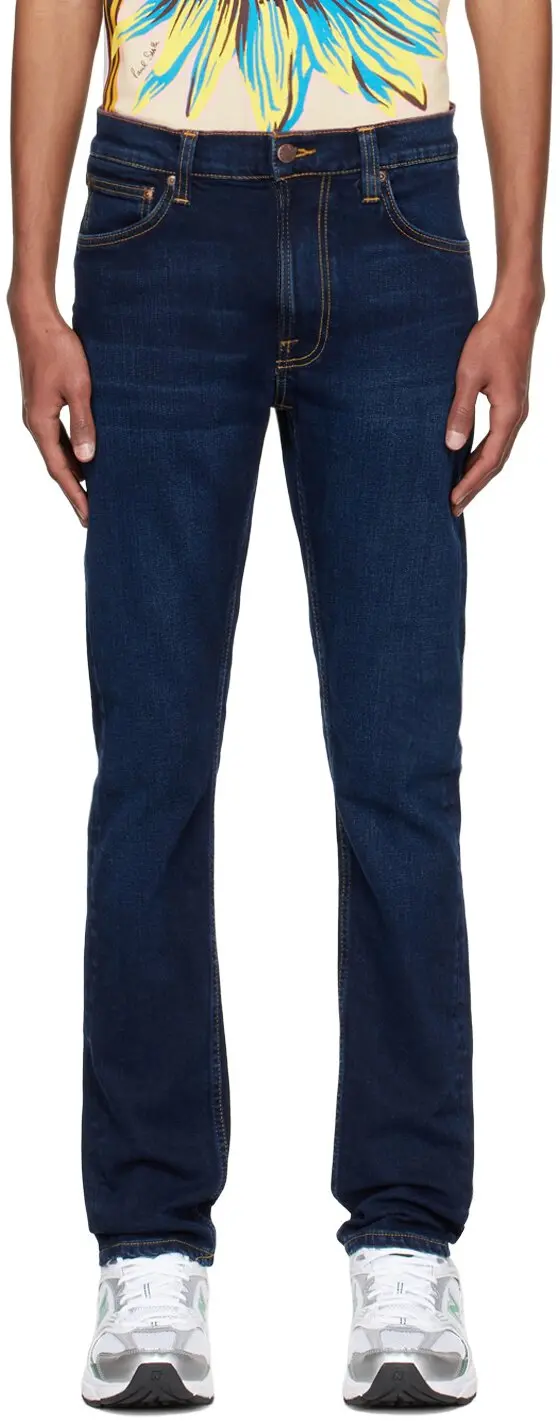 Nudie Jeans Slim Fit Dark Wash Denim Jeans - Black