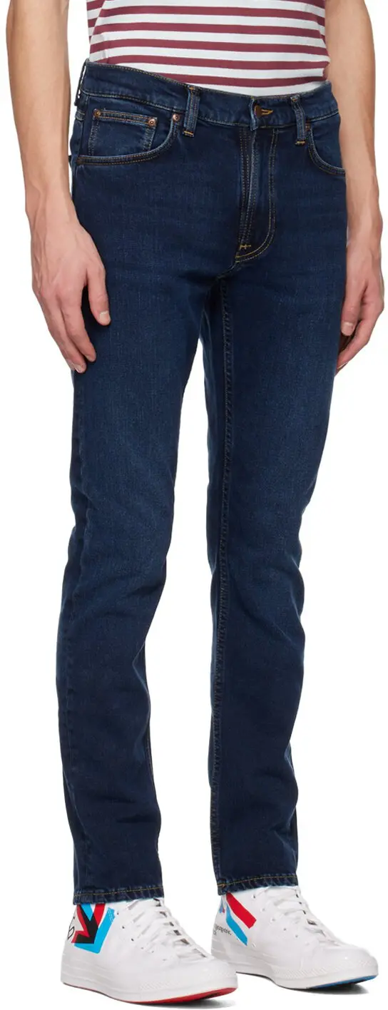 Nudie Jeans Slim Fit Dark Wash Denim Jeans - Black