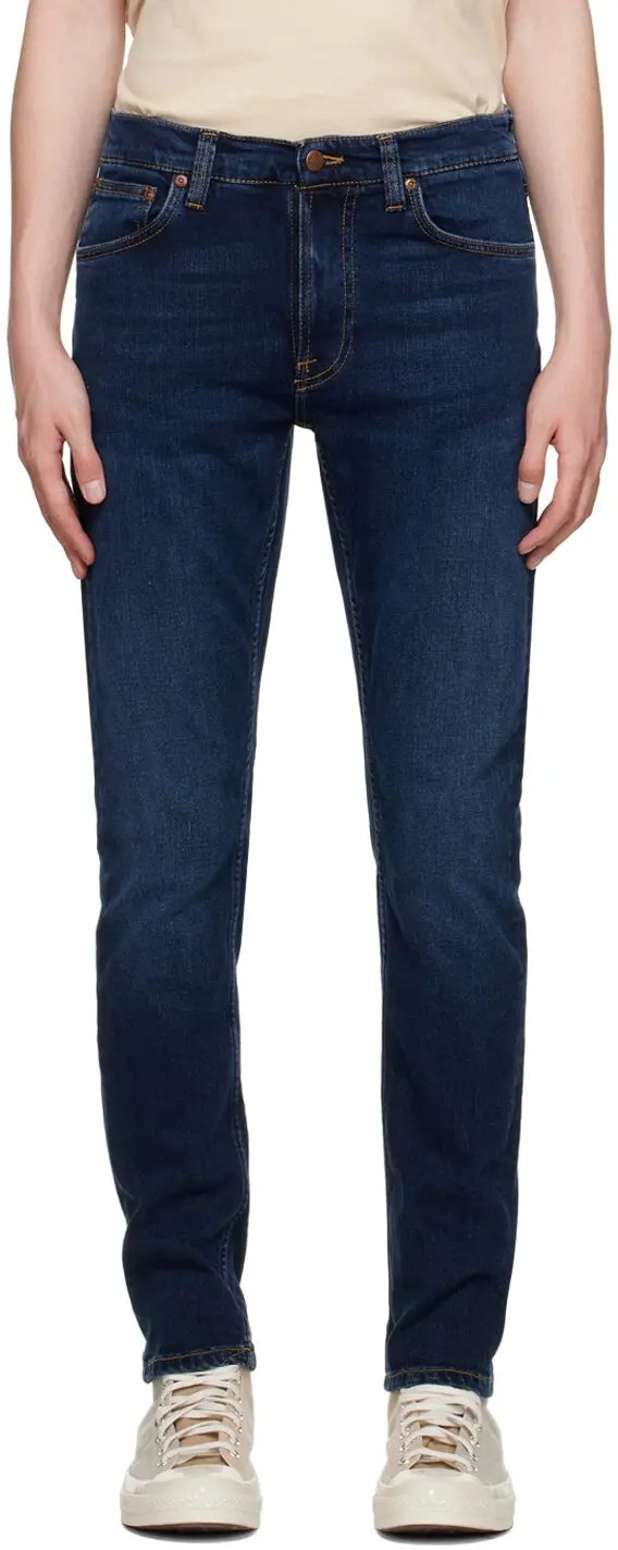 Nudie Jeans Slim Fit Dark Wash Denim Jeans - Black