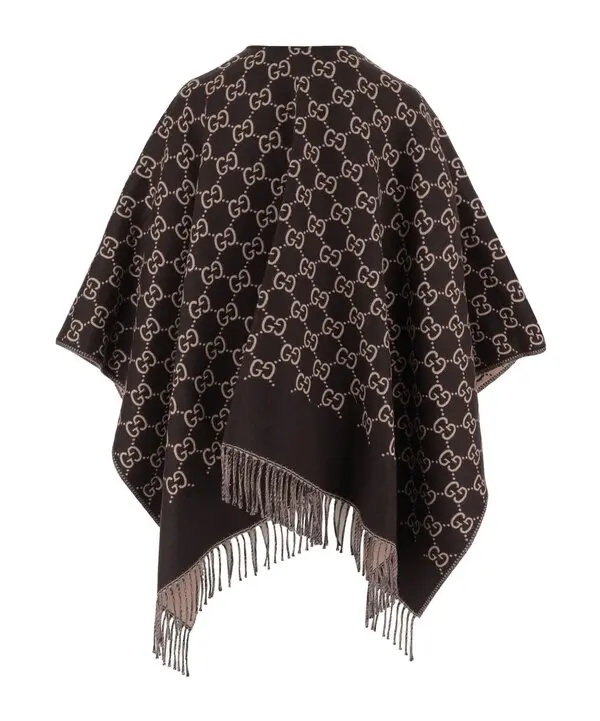 Gucci Gg Monogram Fringed Reversible Cape