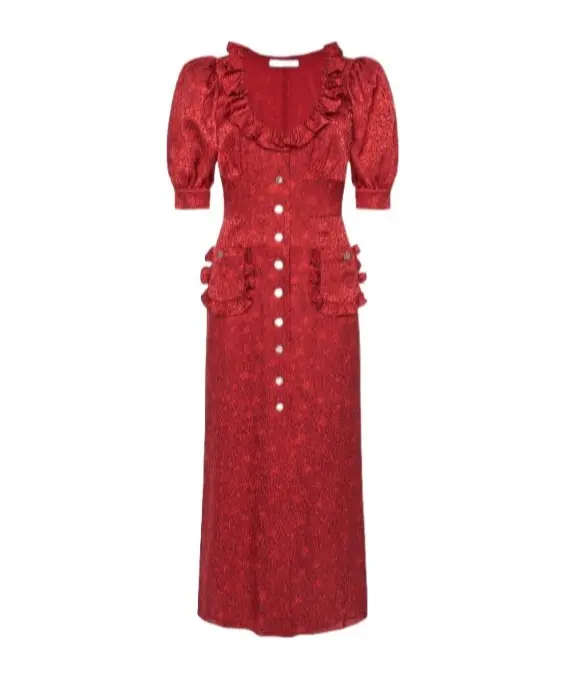 Alessandra Rich Ruffled Jacquard Midi Dress