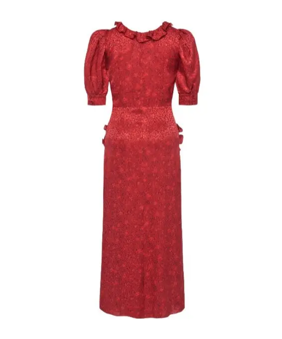 Alessandra Rich Ruffled Jacquard Midi Dress